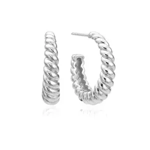 LILY & ROO Large Twisted Rope Hoop Earrings - Silver