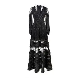 SOLGO ATELIER Metallic Embellished Silk Maxi Dress - Black