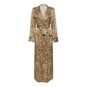 KATRO Gold / Black Matador Leopard Silk Satin Robe - Gold/black