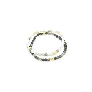 LUTIRO Two Beaded Bracelet Set - Green