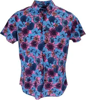 LORDS OF HARLECH Tim Hibiscus Garden Shirt - Pink