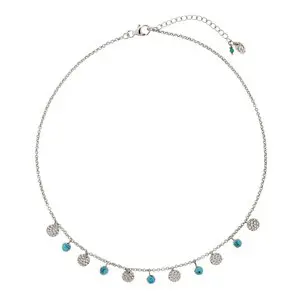CHARLOTTE'S WEB JEWELLERY Lakshmi Necklace With Turquoise And Hammered - Silver