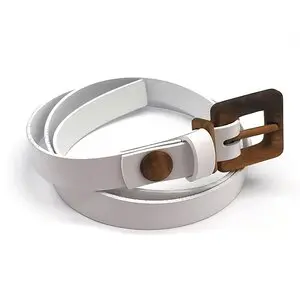 WOOD BELT Fiordland Kind 209 Walnut Wood Leather Belt White