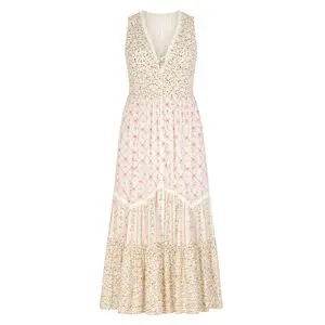 ROSE & NANCY Neutrals Iris Strawberry Print Mix Maxi Dress - Red