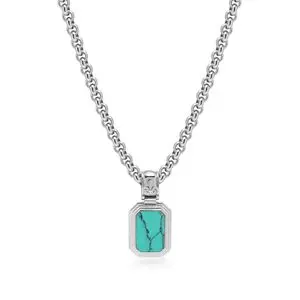 NIALAYA JEWELRY Sterling Silver Necklace With Turquoise And Onyx Pendant - Silver/black