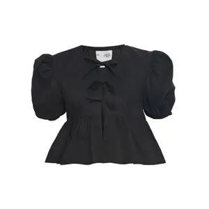 ATS THE LABEL Crop Top With Ribbon Tie Detail