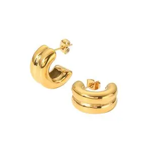 OLIVIA LE Santos Double Layered Huggie Earrings - Gold