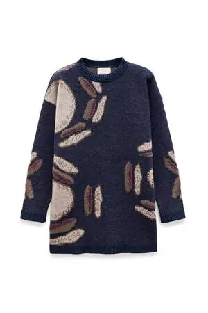 PERALUNA Saori Jacquard Knit Tunic - Blue