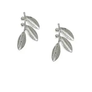 MAISON DE GALA Leaf Branch Stud Earrings - Silver
