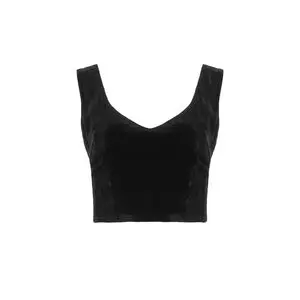 LITA COUTURE Silk Velvet Crop Top - Black