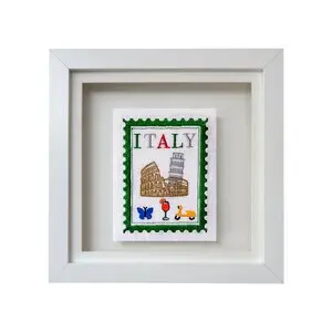 LILLY LOVES Italy Inspired Postage Stamp Artwork - Green