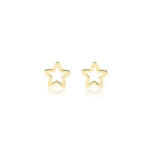 SOLIO JEWELLERY 18k Solid Gold Star Stud Earrings - Gold/yellow