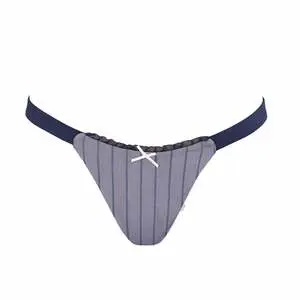 BELLETAGE SWIMWEAR Pinstripe Bikini Bottom - Blue/grey