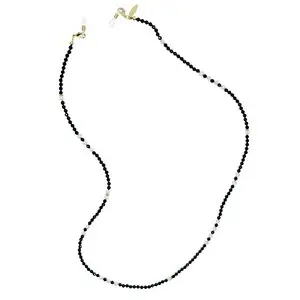 FARRA Spinel And Freshwater Pearls Eyeglasses Chain - Black