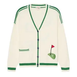 ELLSWORTH + IVEY Emily Varsity Golf Cardigan - White