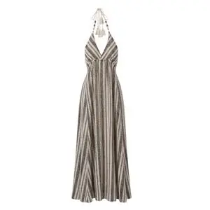 BELSIZE25 Woven Stripe Backless Maxi Dress - Black/white