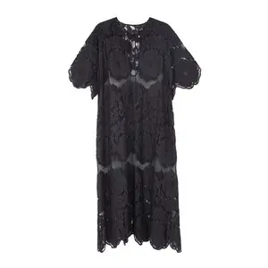 Saachi Floral Mesh Lace Kaftan - Black