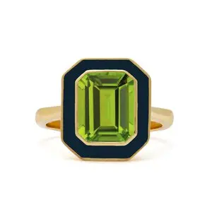 AUGUSTINE JEWELS Peridot And Enamel Cocktail Ring - Blue/green