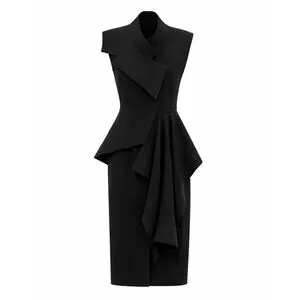 JULIA ALLERT Sleeveless Draped Midi Dress - Black