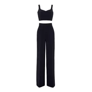 NOMI FAME Sleeveless Top With Pants Set - Black