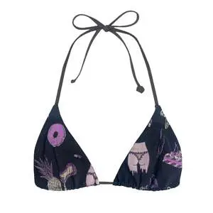 GEEGEE COLLECTION Verano Printed Bikini Top - Black