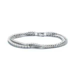 SHABELLA NYC Dual Chain Tennis Bracelet - Silver
