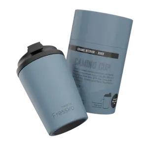 Fressko Camino 12oz / 340ml Reusable Coffee Cup, Ceramic River - Blue