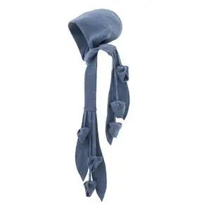 JULIA ALLERT Self-tie Double Knit Wool Hooded Scarf Dusty Navy - Blue