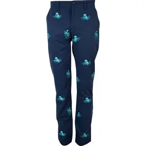 LORDS OF HARLECH Charles Octopus Embroidery Trousers - Blue
