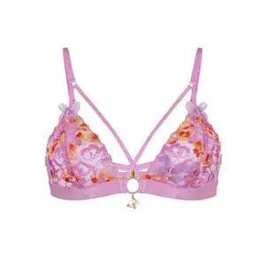 EMPRESS MIMI Madame X Lace Strappy Bralette With Butterfly Detail - Pink