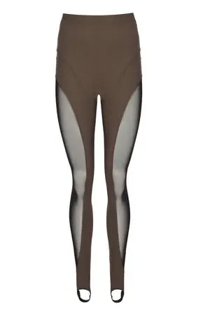 NO'DESIGN Sheer Detail Elastic Hem Khaki Leggings - Green