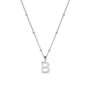 MURU Letter Pendant Bead Chain Necklace - Silver