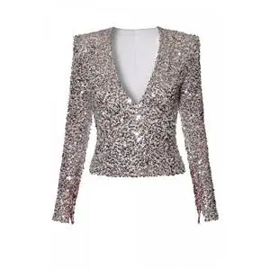 AGGI BY HALEWSKI Sequin Embellished Long Sleeve Top