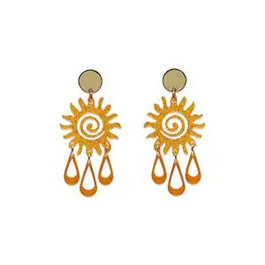 TOOLALLY Sun Chandelier Earrings - Orange