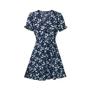 YUMI Floral Skater Wrap Dress