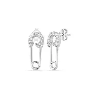 SPERO LONDON Sterling Safety Pin Stud Earrings - Silver