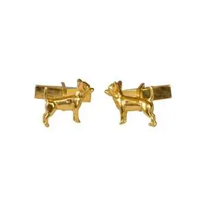 SIMON KEMP JEWELLERS Chihuahua Cufflinks In Eighteen Carat On Sterling Silver - Gold