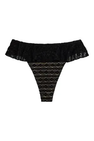 MONTCE Daisy Lace Tamarindo Ruffle Bikini Bottom - Black