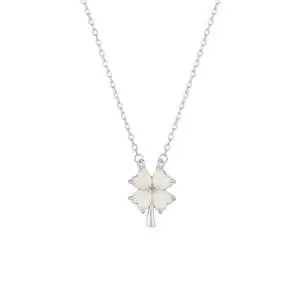 SPERO LONDON Four Leaf Clover White Opal Necklace - Silver