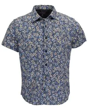 LORDS OF HARLECH Todd Floral Field Knit Shirt - Black