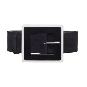 BELTBE Wide Acrylic Buckle Waist Belt - Black