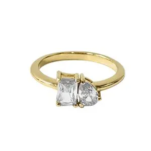 BELINDA JEWELZ Toi Et Moi Topaz Birthstone Ring - White