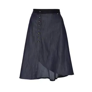 LAHIVE Jessica Button Down Denim Wrap Skirt