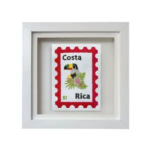LILLY LOVES Costa Rica Embroidered Postcard Artwork - White