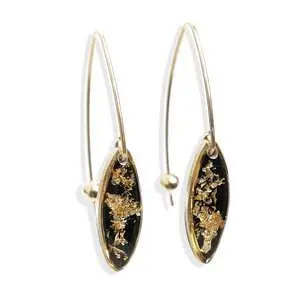 KATE KOEL Art Deco Drop Earrings - Black/gold