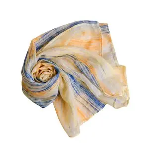 SILK AND BEARS Women's Yellow Sunlight Brushstroke Habotai Silk Scarf – Hand-dyed Mulberry Silk