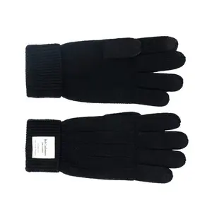 BEL CASHMERE Ribbed Cashmere Gloves - Black