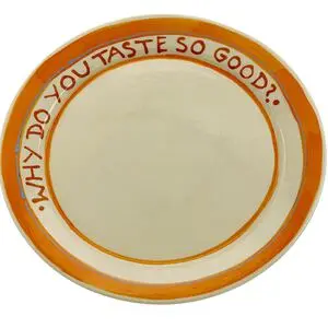 L&CLAY CERAMICS Why Do You Taste So Good Dinner Plate - Orange