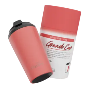 Fressko Grande 475ml/16oz Reusable Coffee Cup, Stainless Steel Coral - Orange