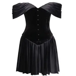 MISS CIRCLE NEW YORK Velvet Off-shoulder Mini Dress - Black